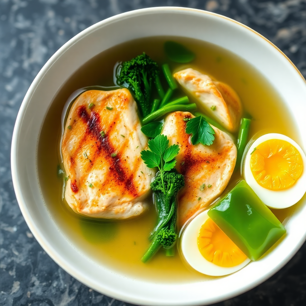 Herbed Chicken and Vegetable Consommé Recipe | cookAIfood
