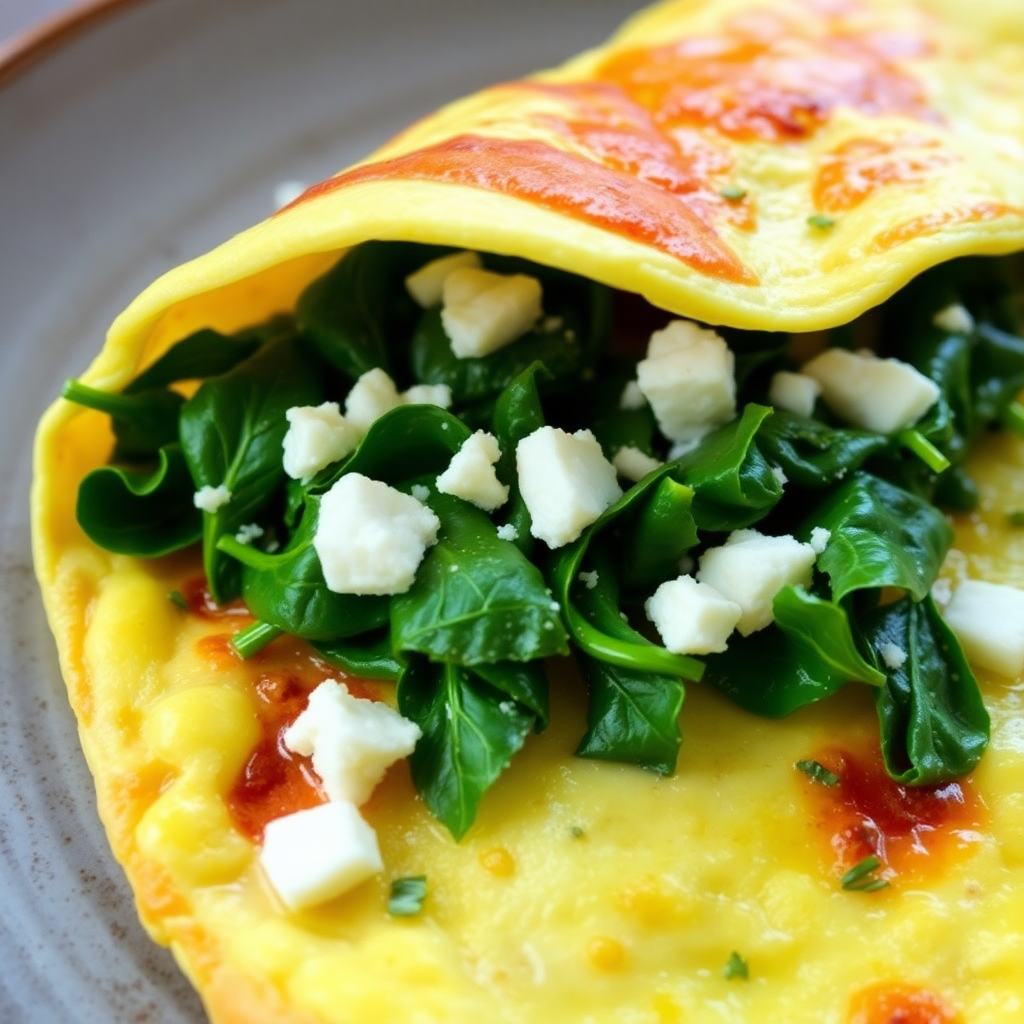 Savory Spinach and Feta Omelette Recipe | cookAIfood