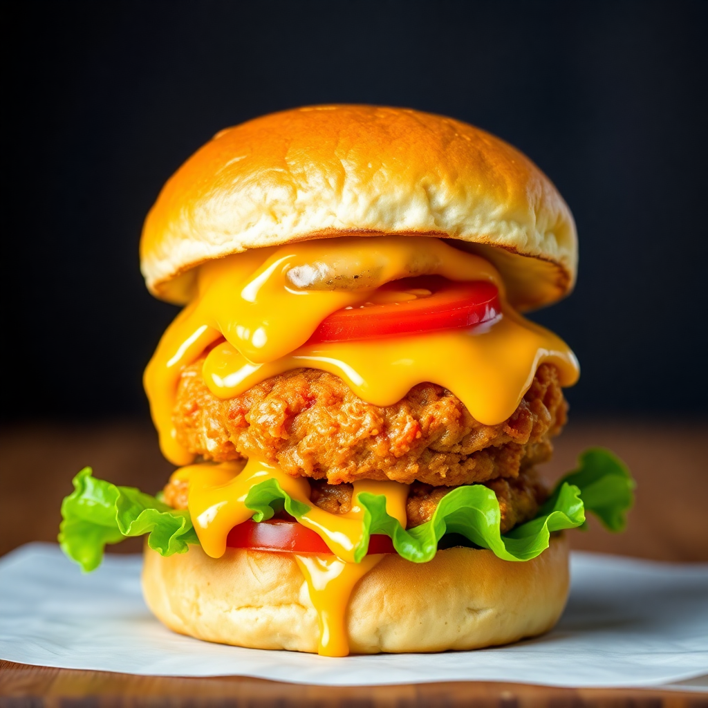 Cheesy Chicken Delight Burger Recipe | cookAIfood