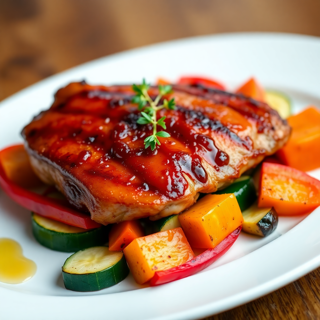 Honey-Glazed Duck Breast with Roasted Vegetables Recipe | cookAIfood