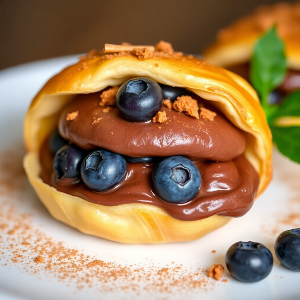 Chocolate Blueberry Puff Pastry Delight Recipe | cookAIfood