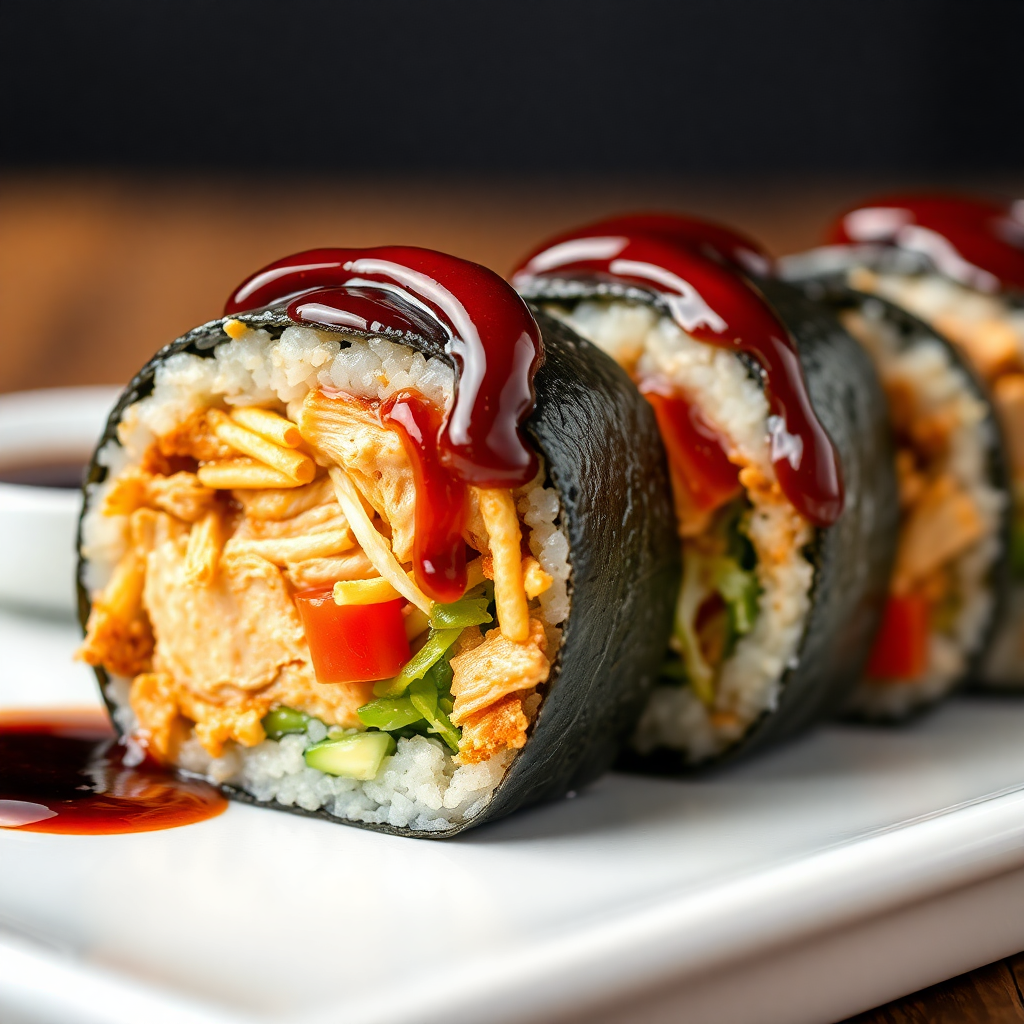 BBQ Chicken Sushi Roll Recipe | cookAIfood