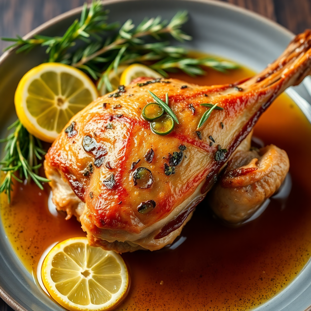 Herb-Roasted Rabbit with Garlic and Lemon Recipe | cookAIfood