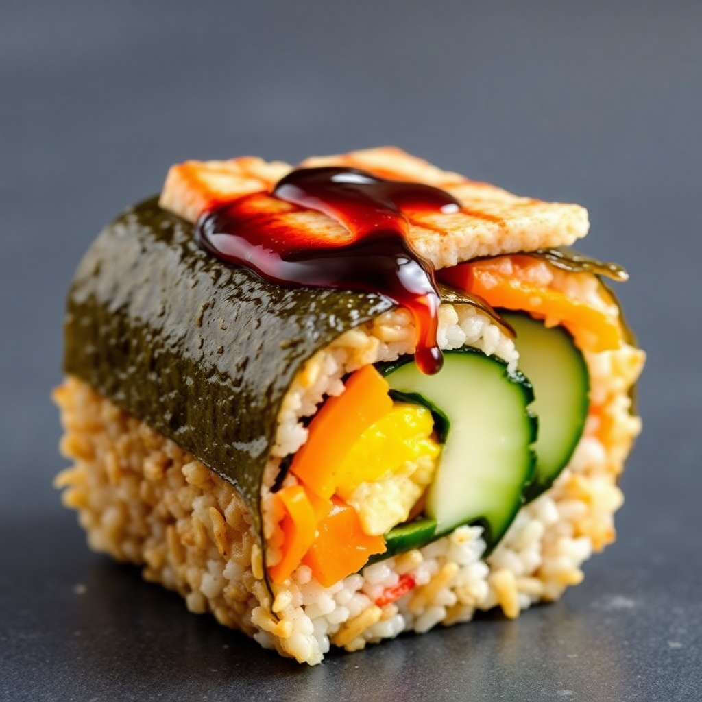 Brown Rice Sushi with Mackerel and Veggies Recipe | cookAIfood