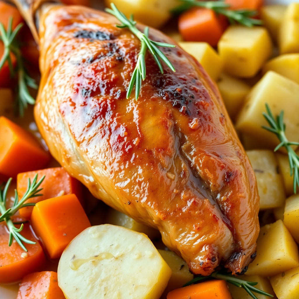 Herb-Roasted Rabbit with Garlic and Rosemary Recipe | cookAIfood