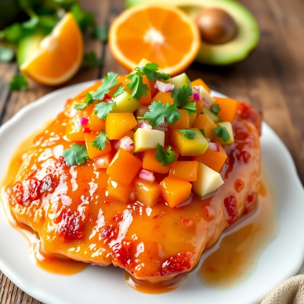 Citrus Glazed Chicken with Orange Salsa Recipe | cookAIfood