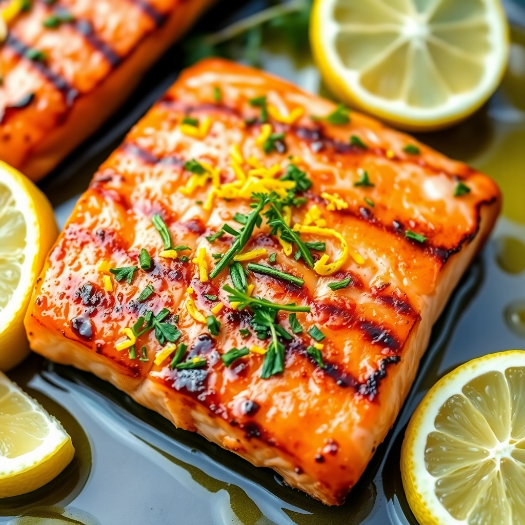 Lemon Herb Grilled Salmon Recipe | cookAIfood