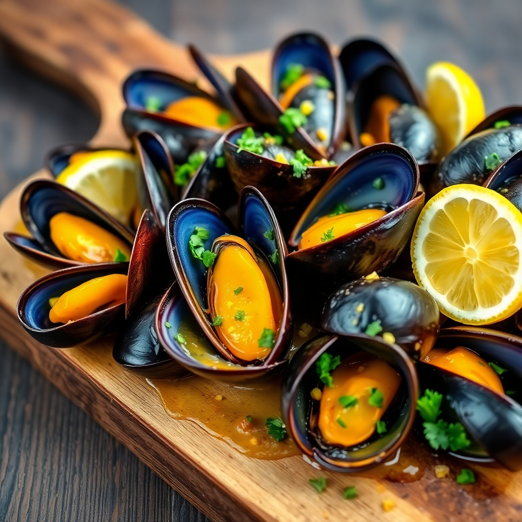 Garlic Butter Mussels with Lemon Recipe | cookAIfood