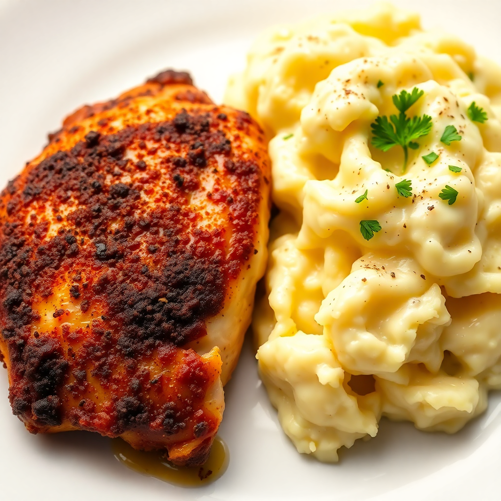 Coffee-Crusted Chicken with Garlic Mashed Potatoes Recipe | cookAIfood