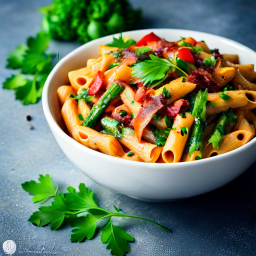 Penne Primavera with Bacon Recipe | cookAIfood