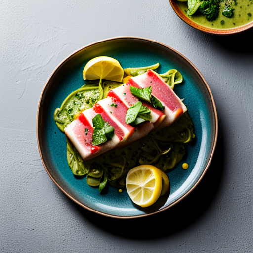 Seared Tuna with Lemon Herb Sauce Recipe | cookAIfood