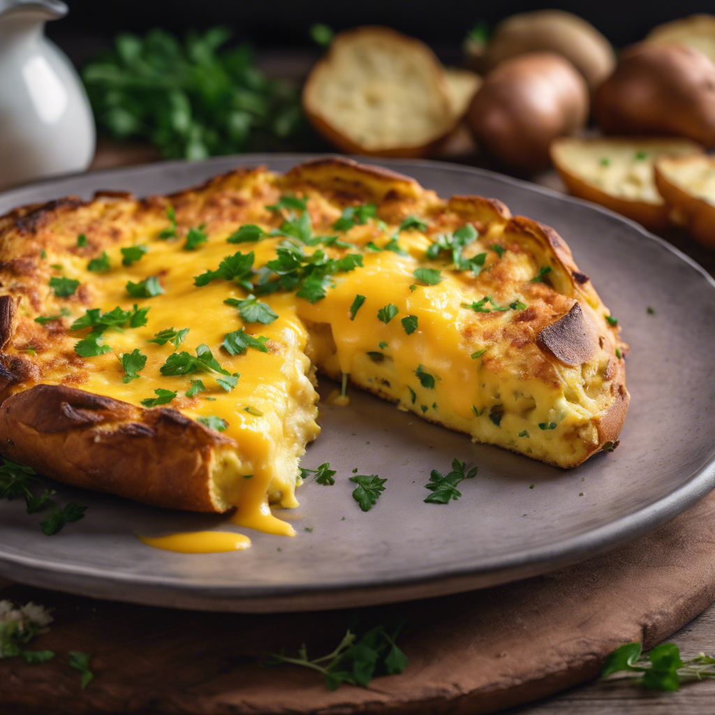Cheesy Potato and Garlic Bread Omelette Recipe | cookAIfood