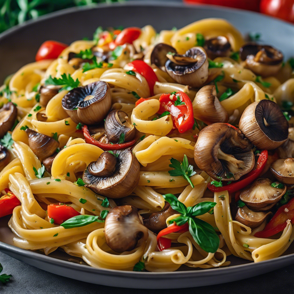 Garlic Mushroom Pasta Stir-Fry Recipe | cookAIfood