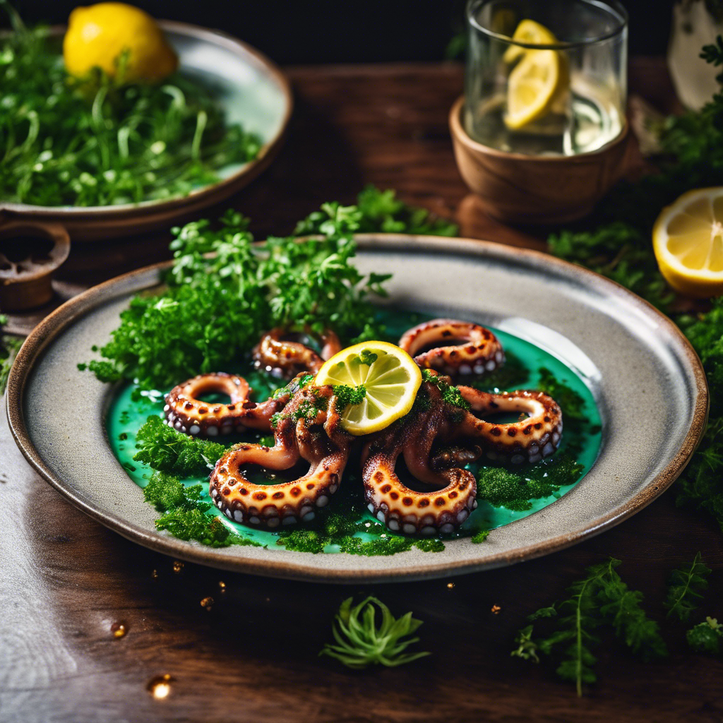 Grilled Octopus with Lemon Garlic Sauce Recipe | cookAIfood