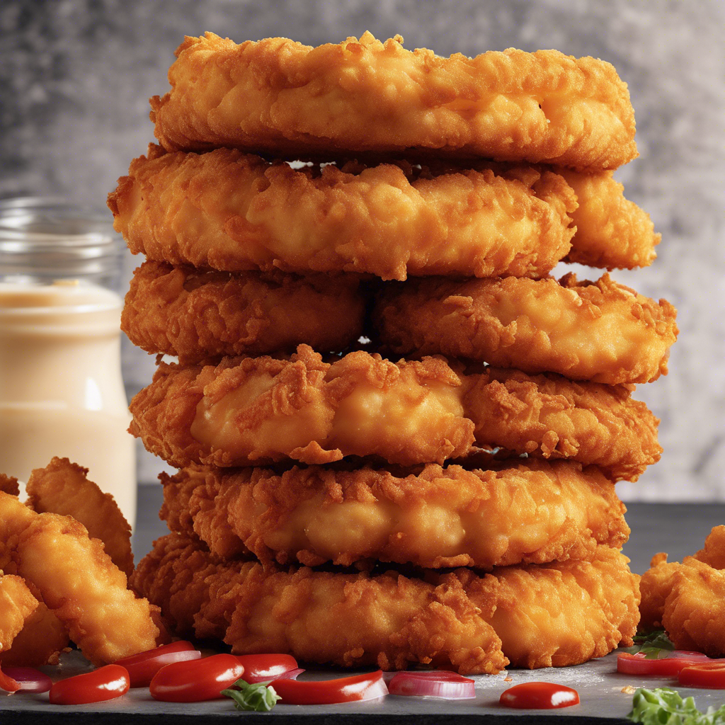 Spicy Chicken Nugget Onion Ring Stack Recipe | cookAIfood
