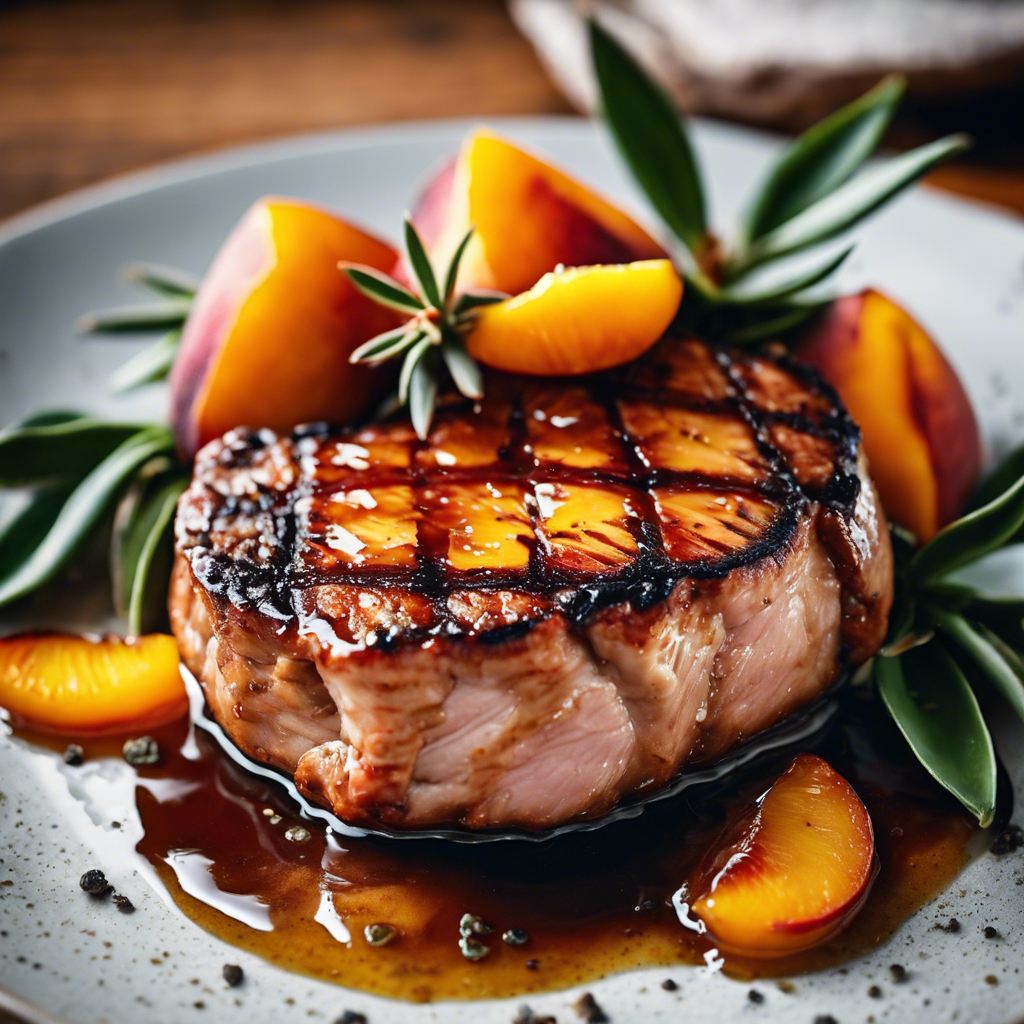 Grilled Peach Pork Chops Recipe | cookAIfood