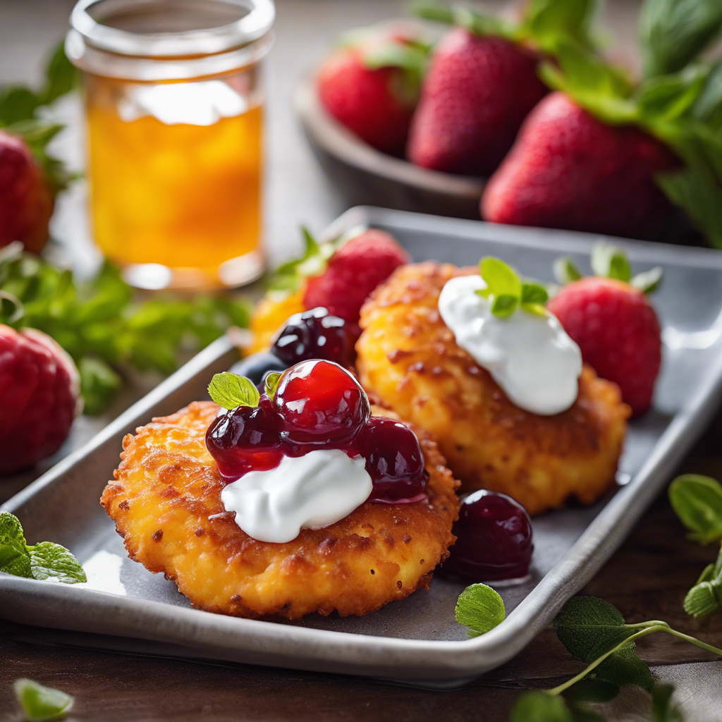 Cottage Cheese Fritters with Fruit Preserves Recipe | cookAIfood