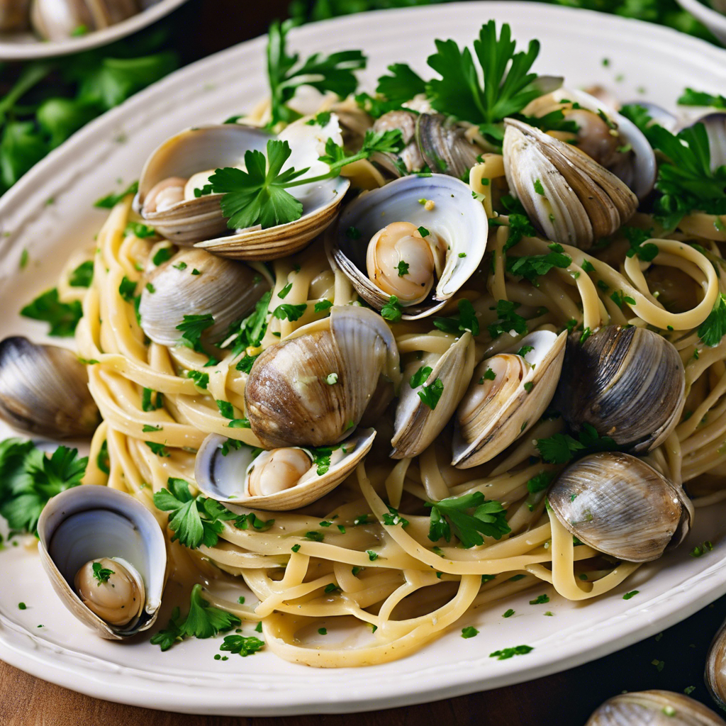Garlic Butter Clams with Linguine Recipe | cookAIfood
