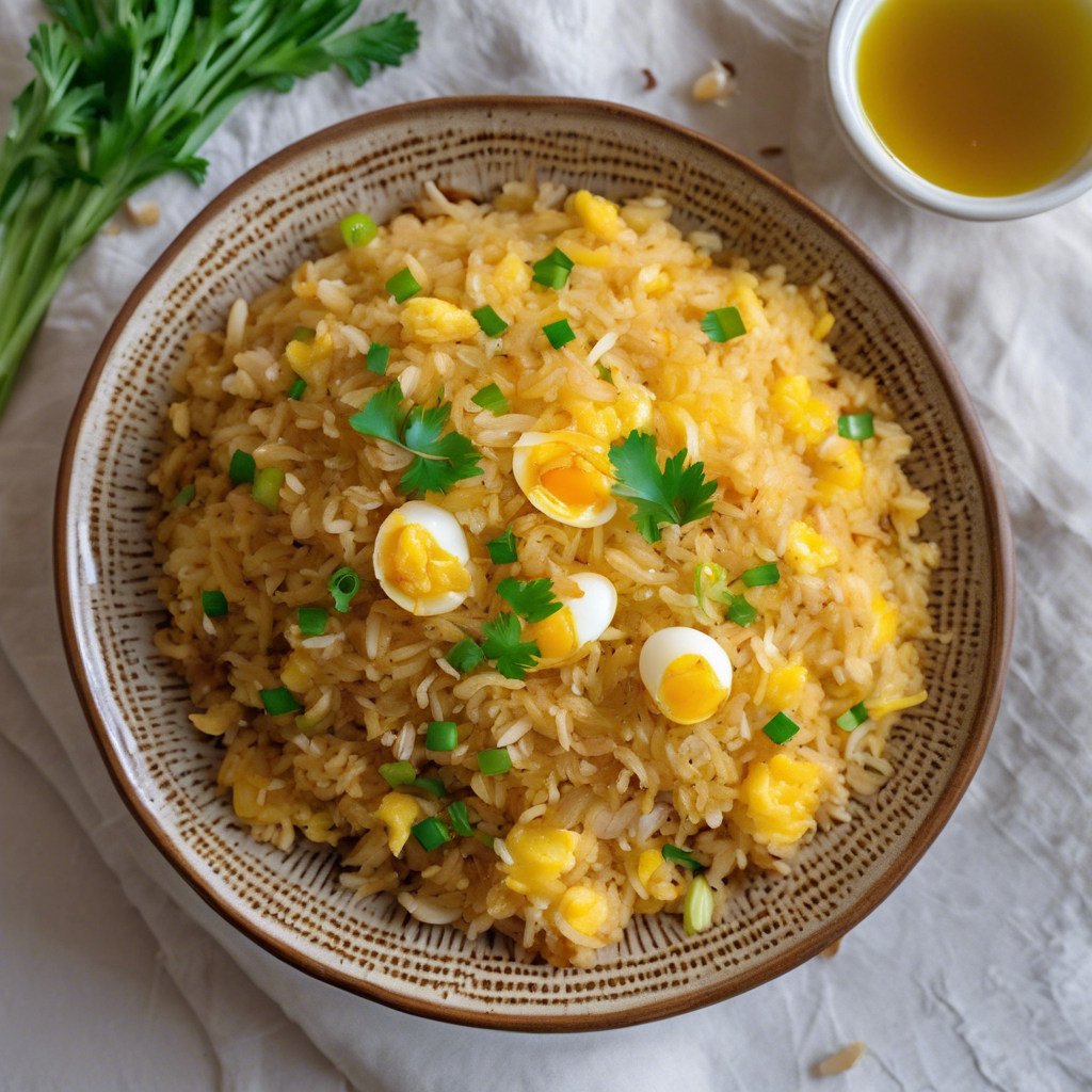 Egg Fried Rice with Caramelized Onions Recipe | cookAIfood