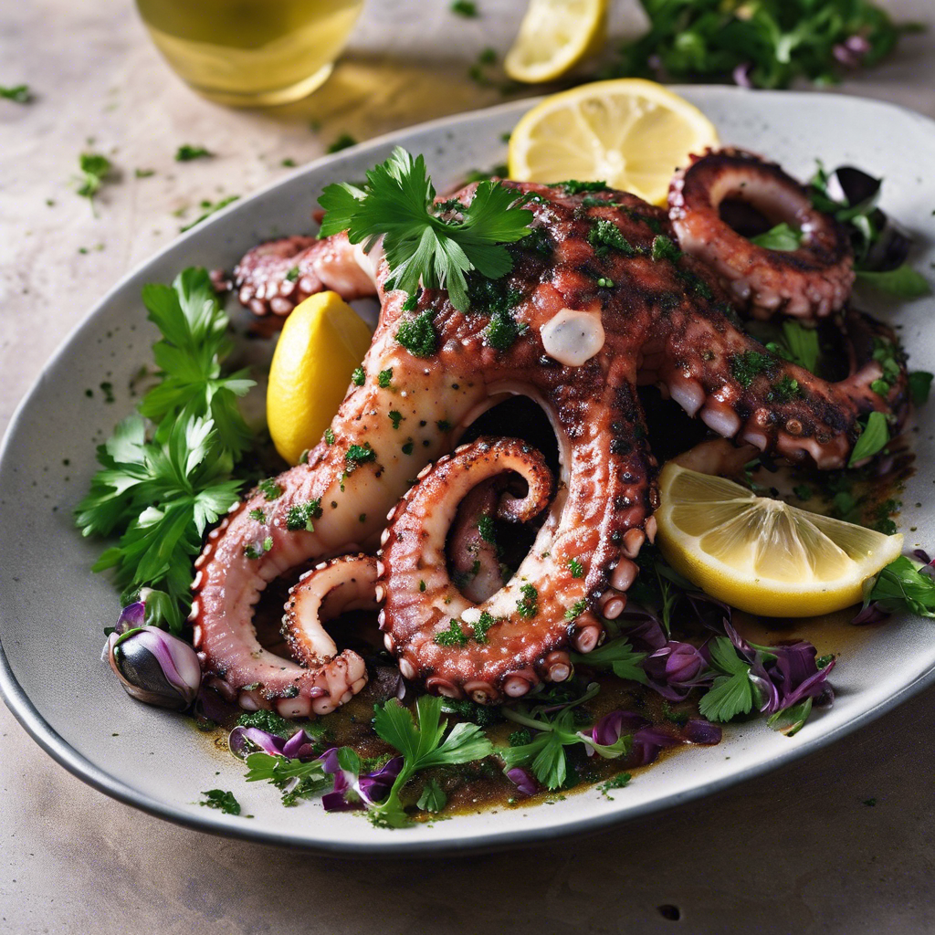 Grilled Octopus with Lemon and Herb Marinade Recipe | cookAIfood