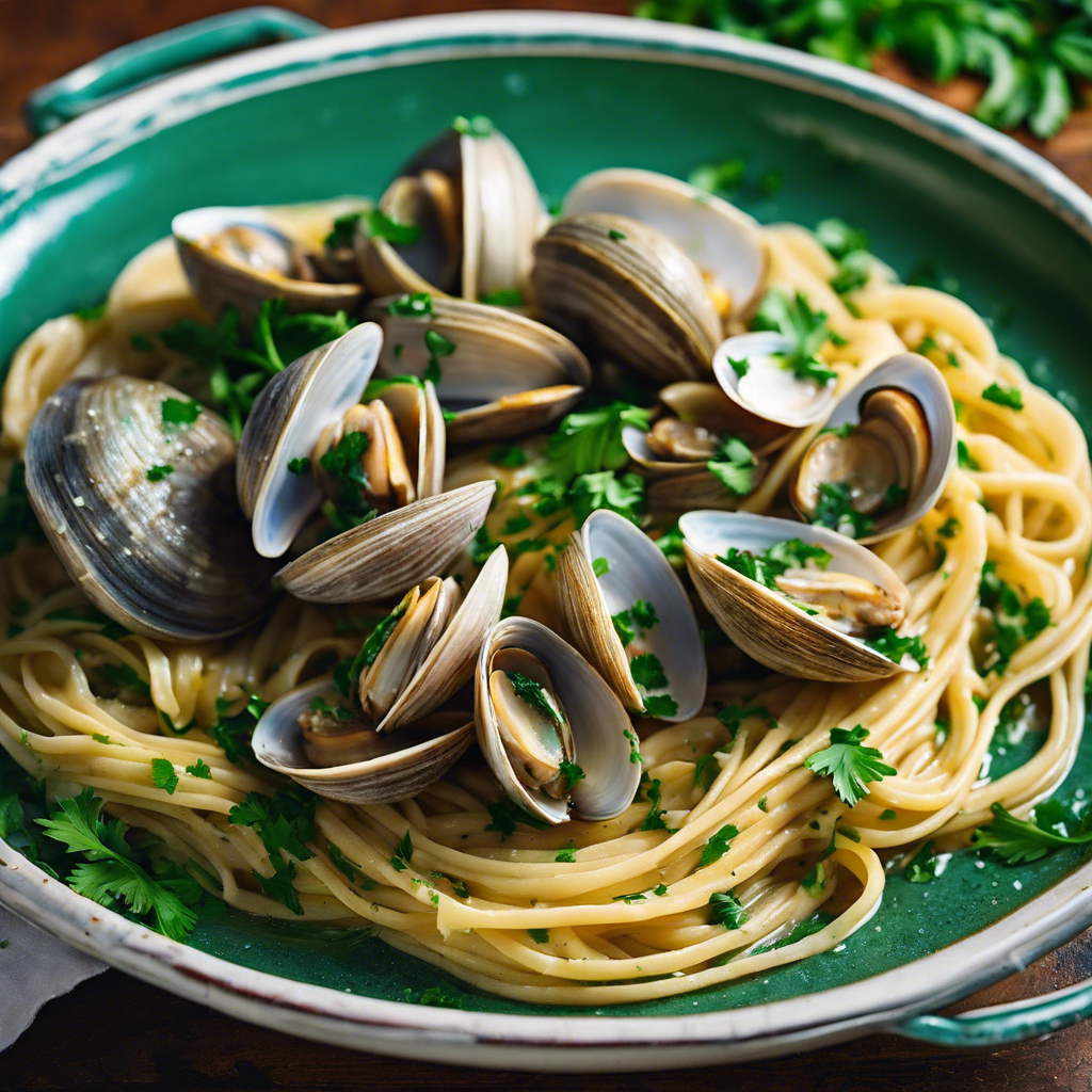 Garlic Butter Clams with Linguine Recipe | cookAIfood