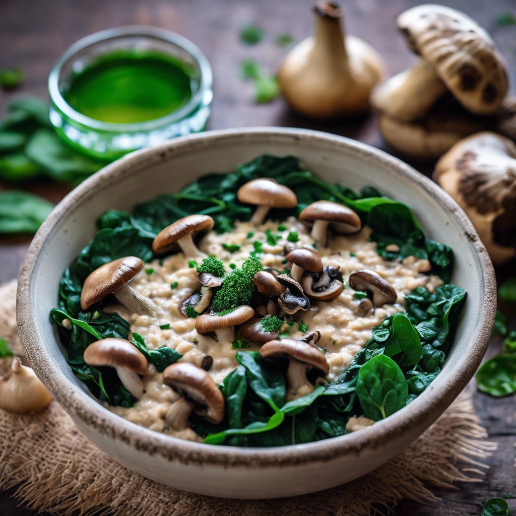 Savory Oatmeal with Mushrooms and Spinach Recipe | cookAIfood