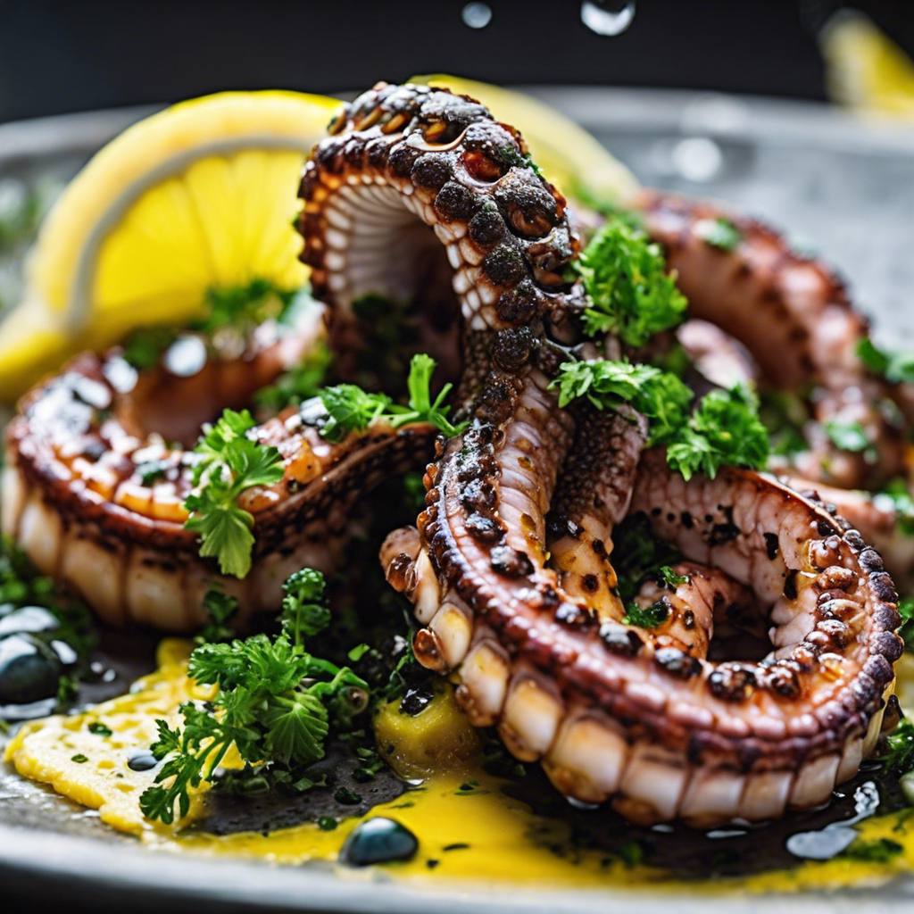 Grilled Octopus with Lemon Herb Butter Recipe | cookAIfood