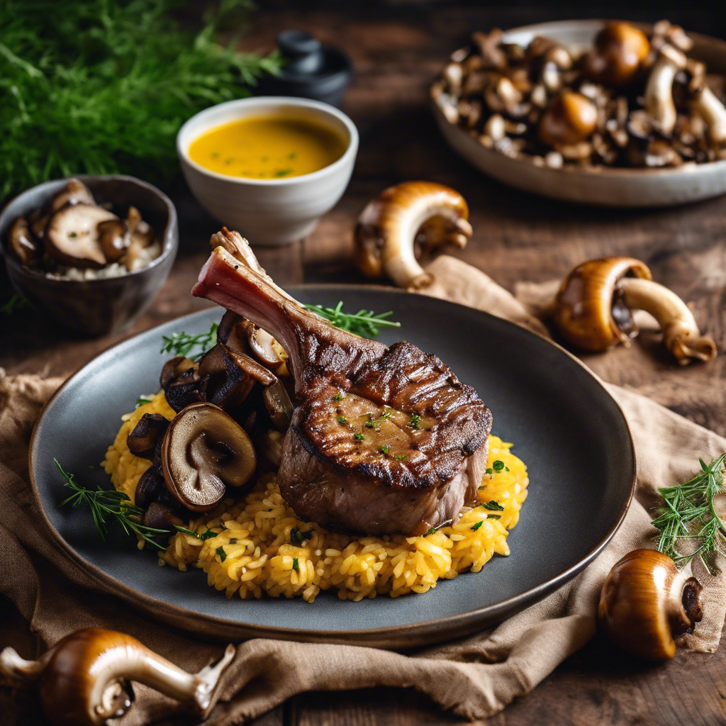 Mustard-Glazed Lamb with Mushroom Rice Recipe | cookAIfood