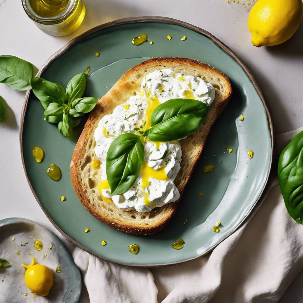Lemon Basil Ricotta Toast Recipe | cookAIfood