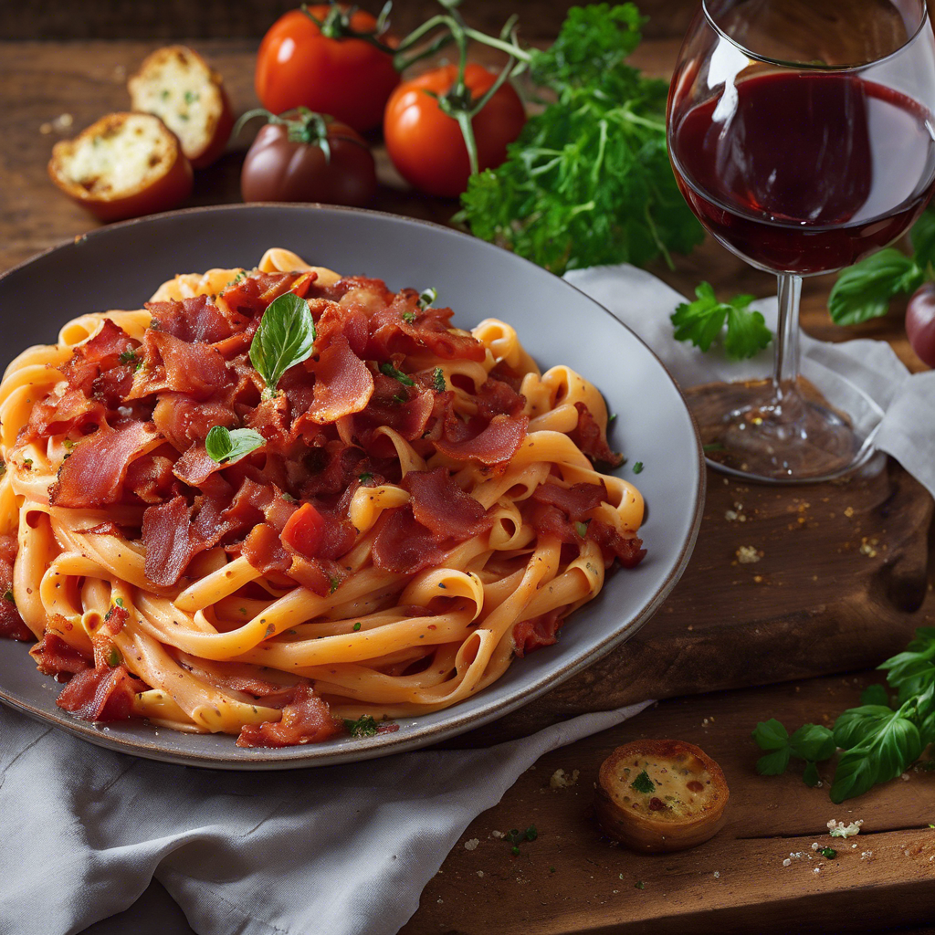 Bacon and Tomato Pasta Delight Recipe | cookAIfood