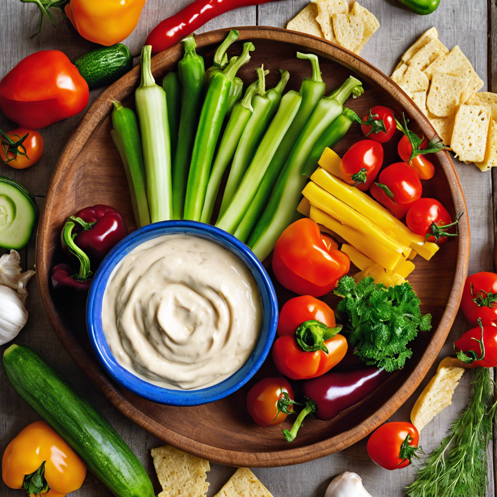 Creamy Garlic Mayonnaise Dip with Vegetable Crudités Recipe | cookAIfood