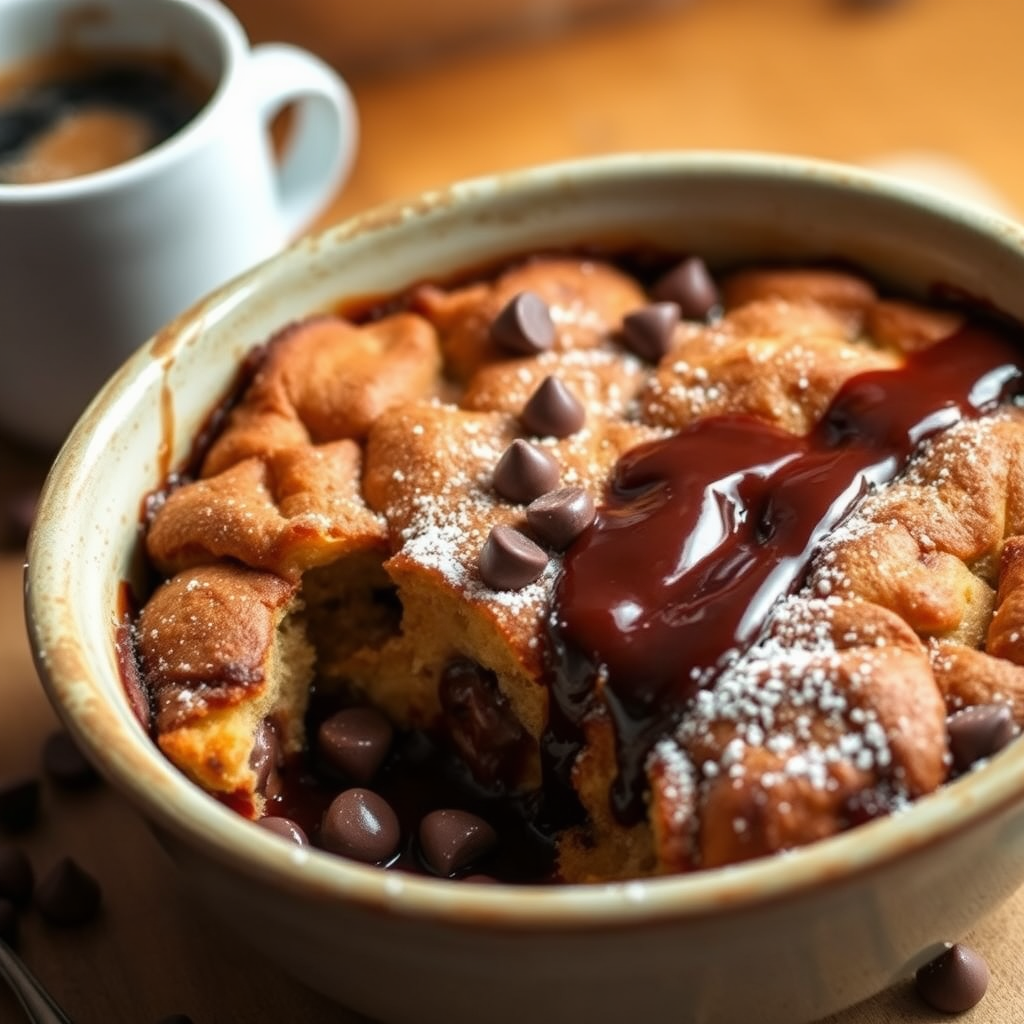 Chocolate Coffee Bread Pudding Recipe | cookAIfood