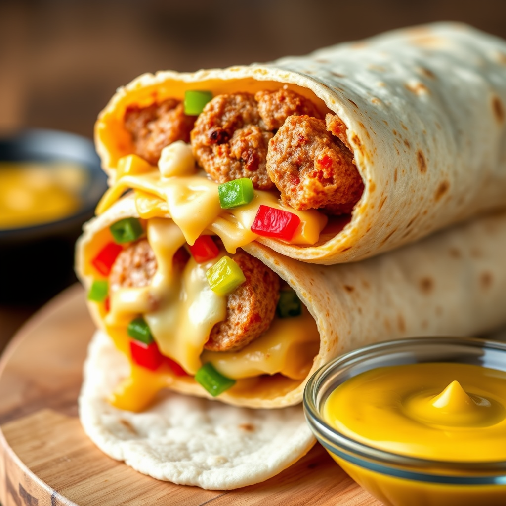 Savory Sausage and Cheese Wraps Recipe | cookAIfood
