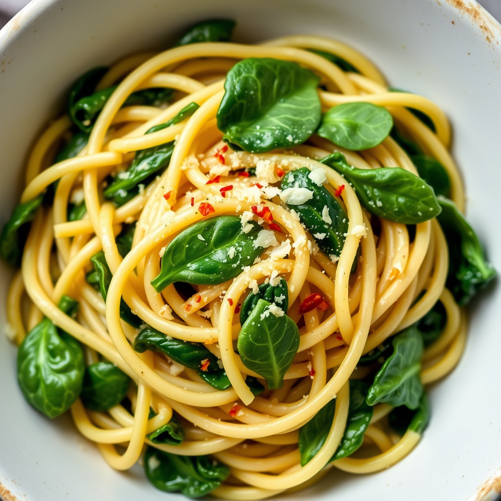 Creamy Garlic Spinach Pasta Recipe | cookAIfood