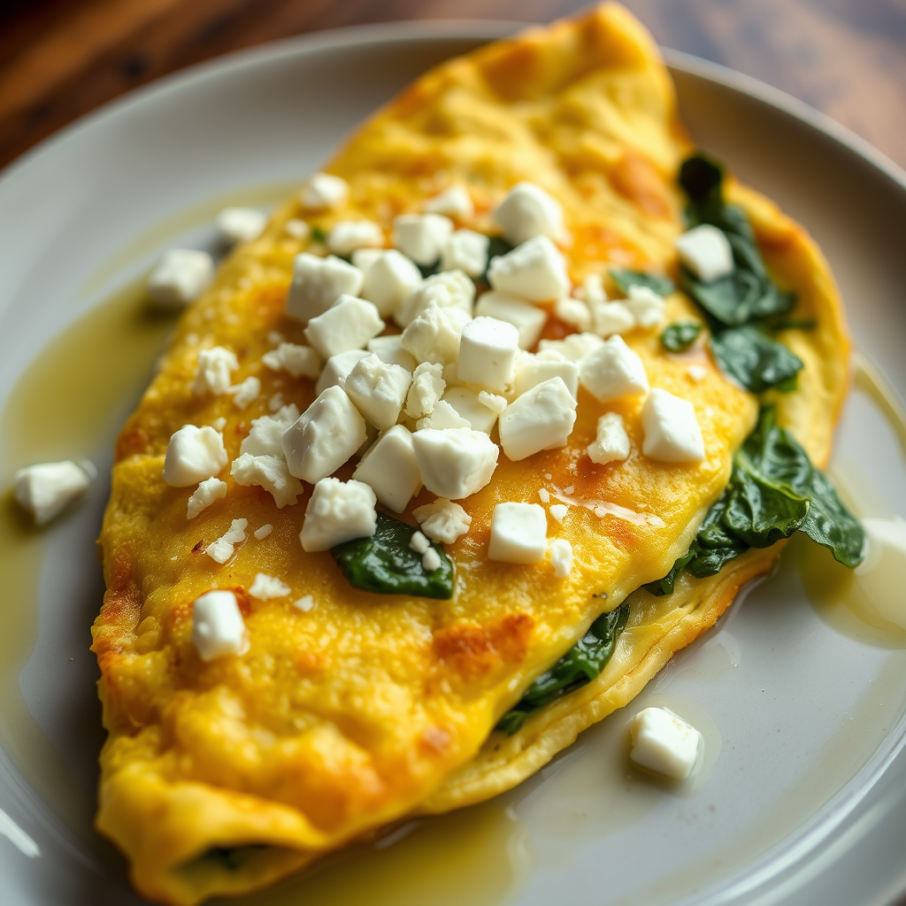 Savory Spinach and Feta Omelette Recipe | cookAIfood