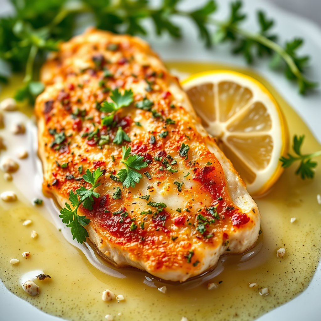 Herb-Crusted Turkey Cutlet with Lemon Butter Sauce Recipe | cookAIfood