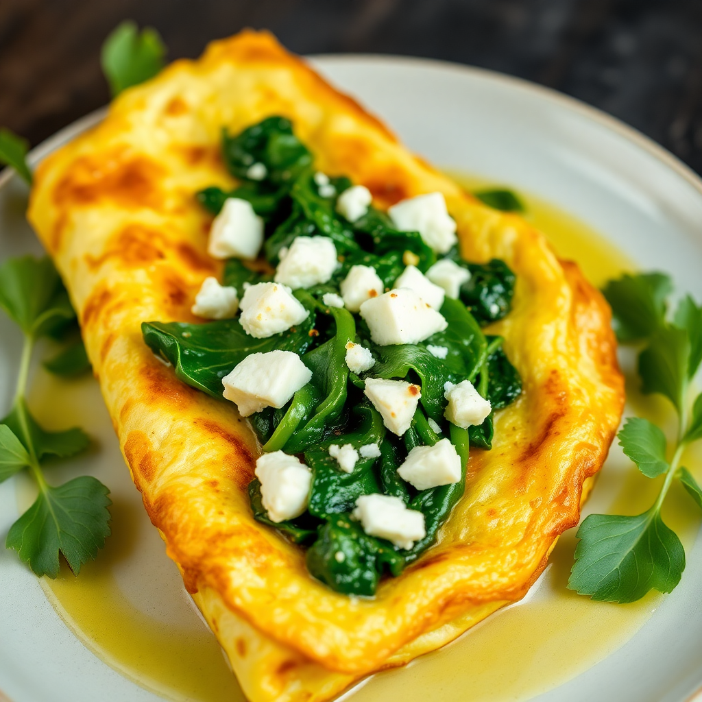 Savory Spinach and Feta Omelette Recipe | cookAIfood