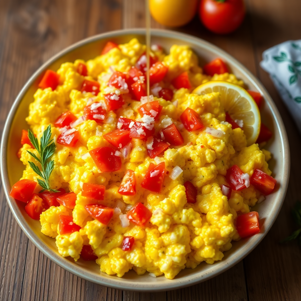 Zesty Scrambled Eggs with Tomato and Ginger Recipe | cookAIfood