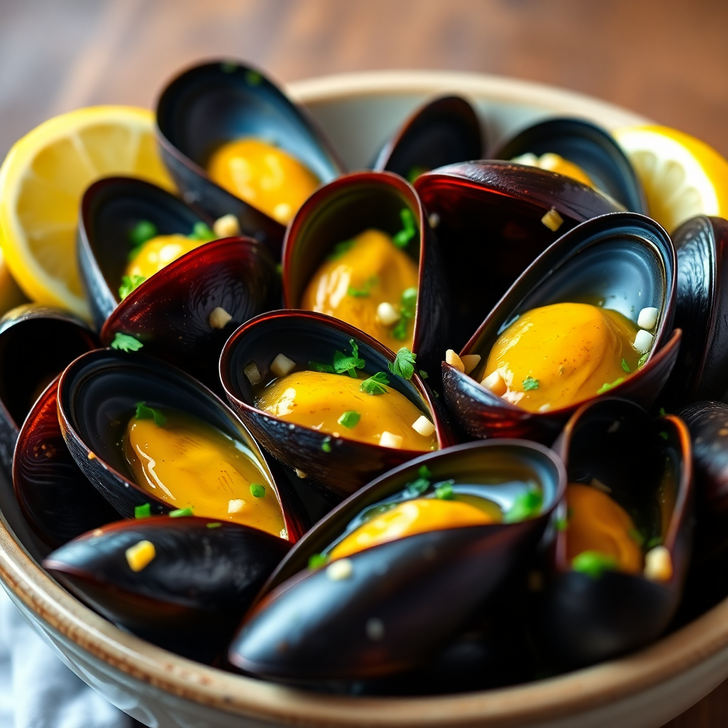 Garlic Butter Mussels with White Wine Recipe | cookAIfood
