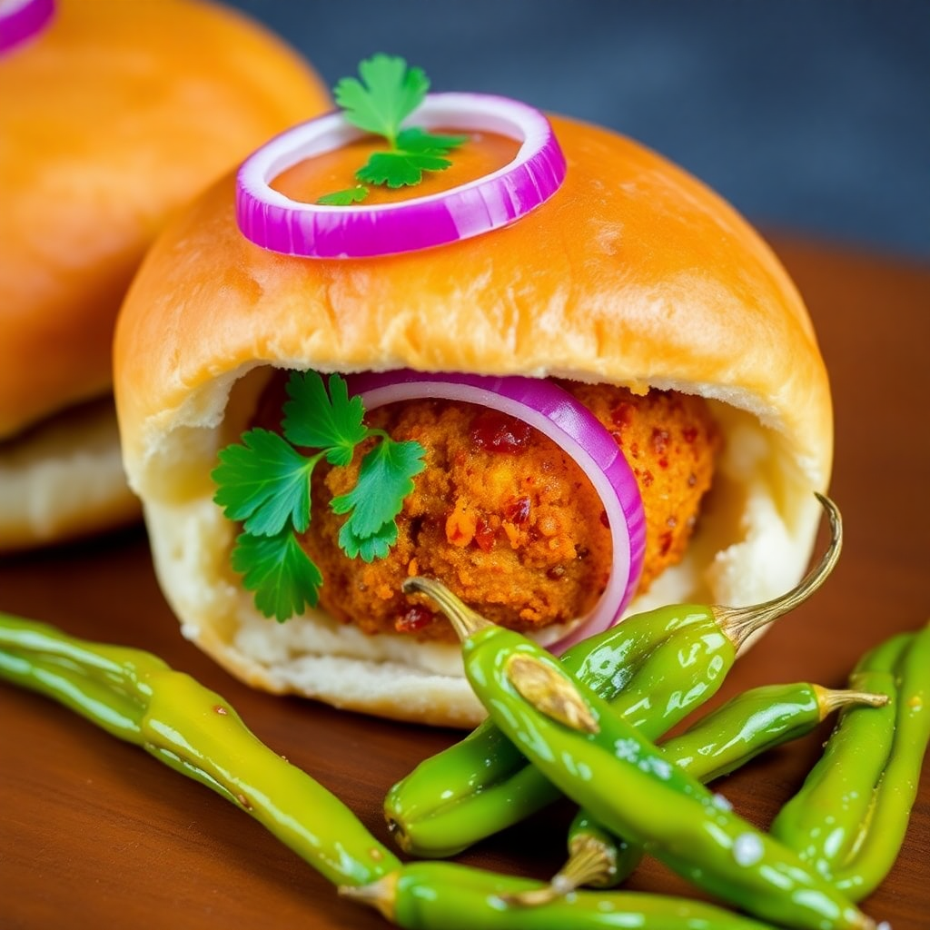 Wada Pav with Spicy Fried Chillies Recipe | cookAIfood