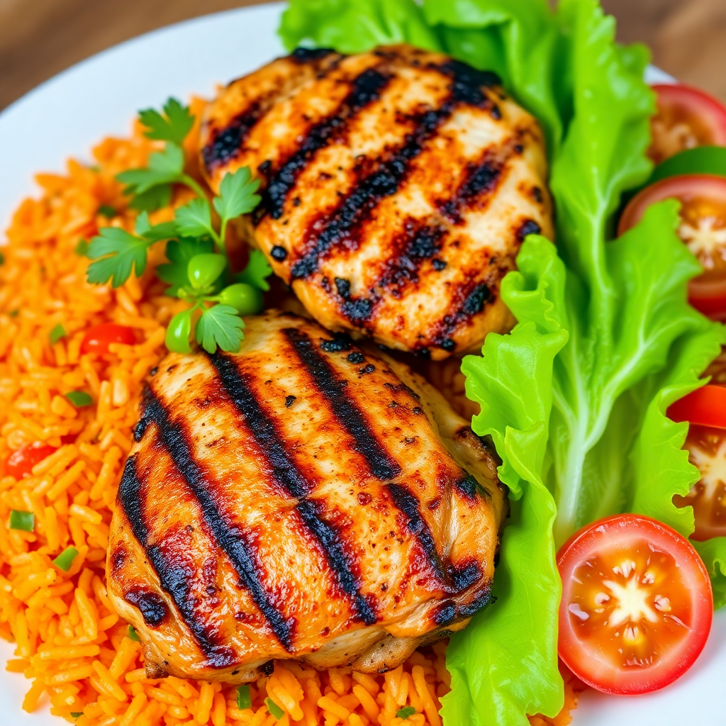 Jollof Rice with Grilled Chicken Recipe | cookAIfood