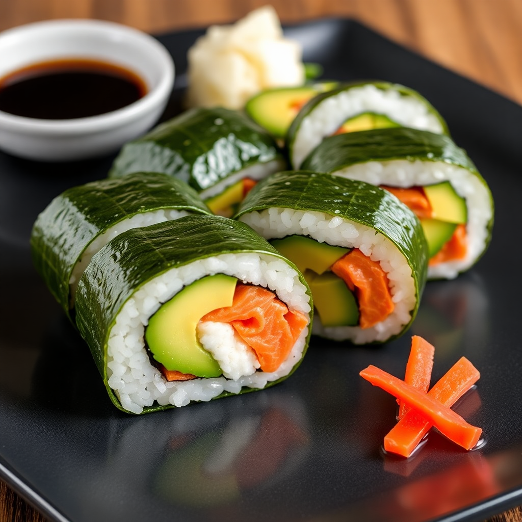 Salmon Avocado Sushi Roll Recipe | cookAIfood