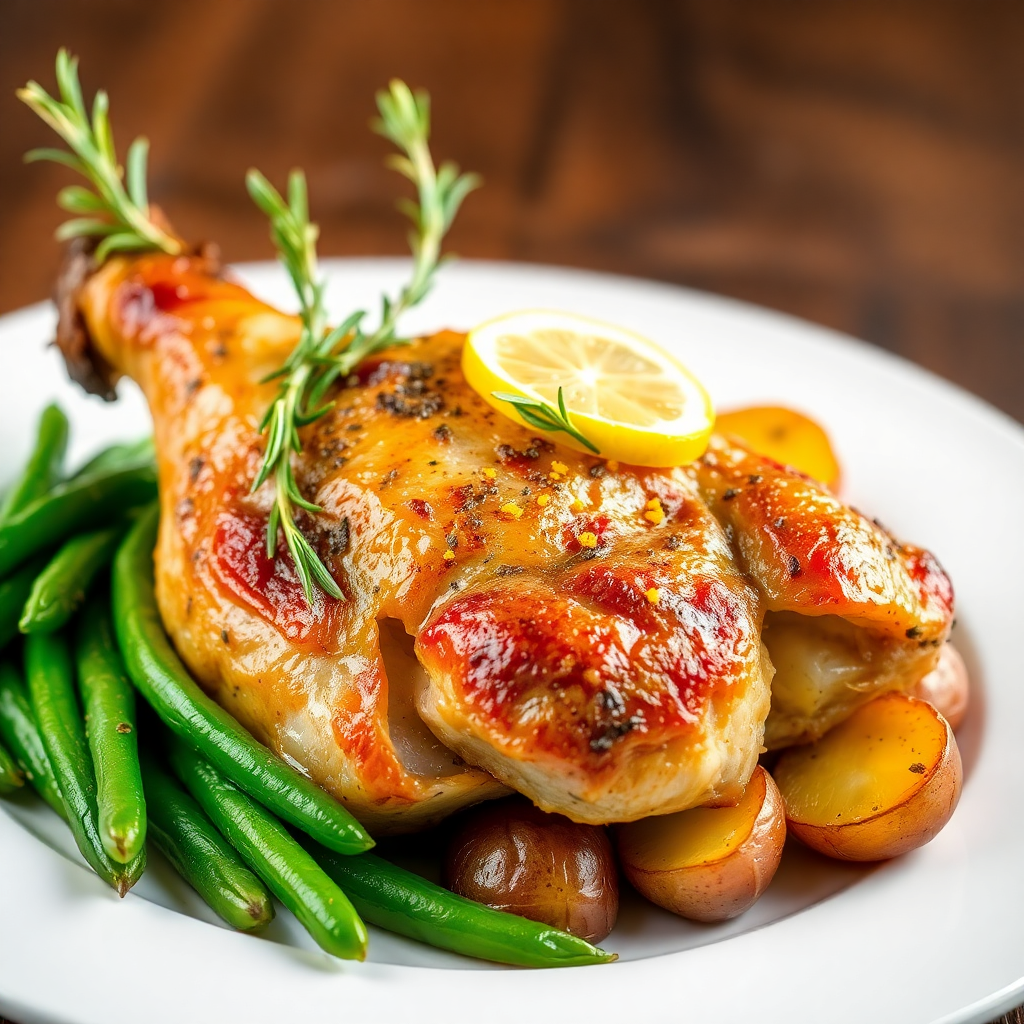 Herb-Roasted Rabbit with Garlic and Lemon Recipe | cookAIfood