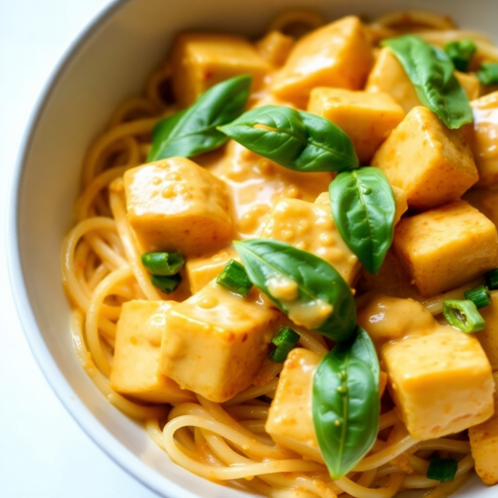 Creamy Panang Tofu Stir-Fry with Shirataki Noodles Recipe | cookAIfood