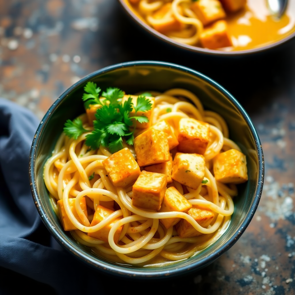 Creamy Panang Tofu Noodle Bowl Recipe | cookAIfood