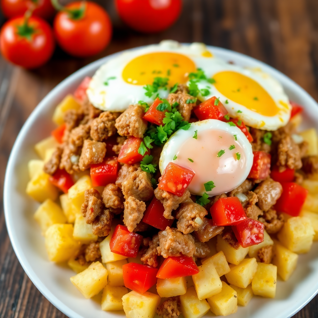 Savory Pork and Egg Hash Recipe | cookAIfood