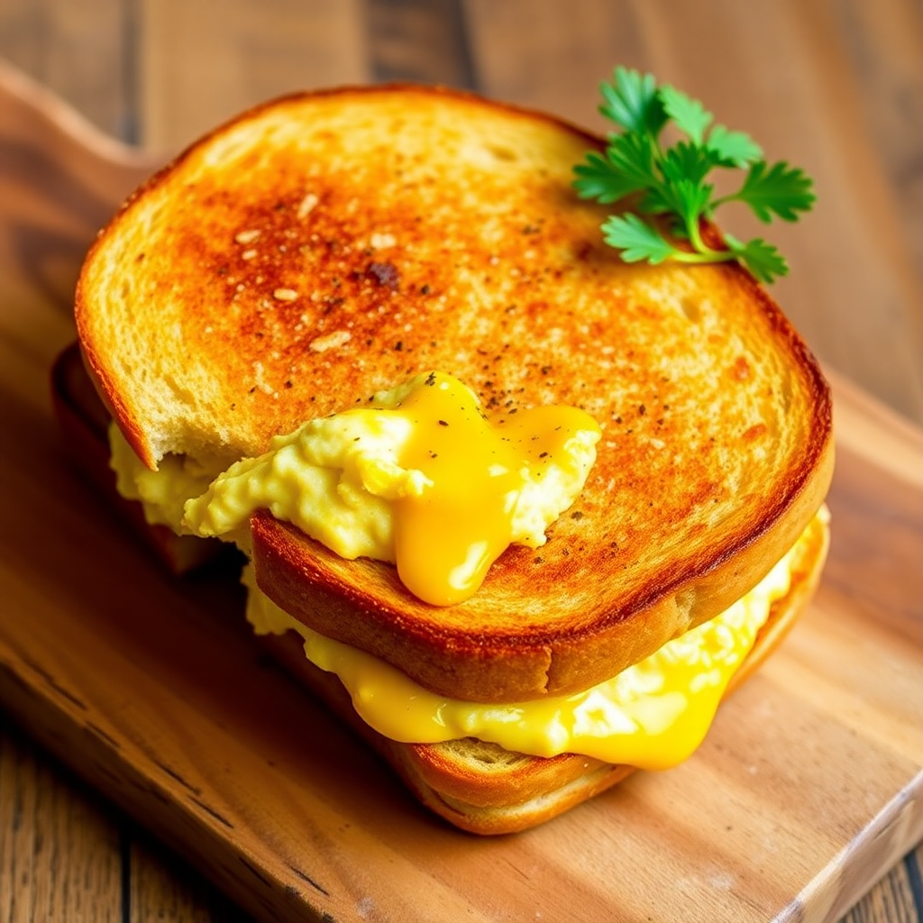 Cheesy Egg Mustard Sandwich Recipe | cookAIfood
