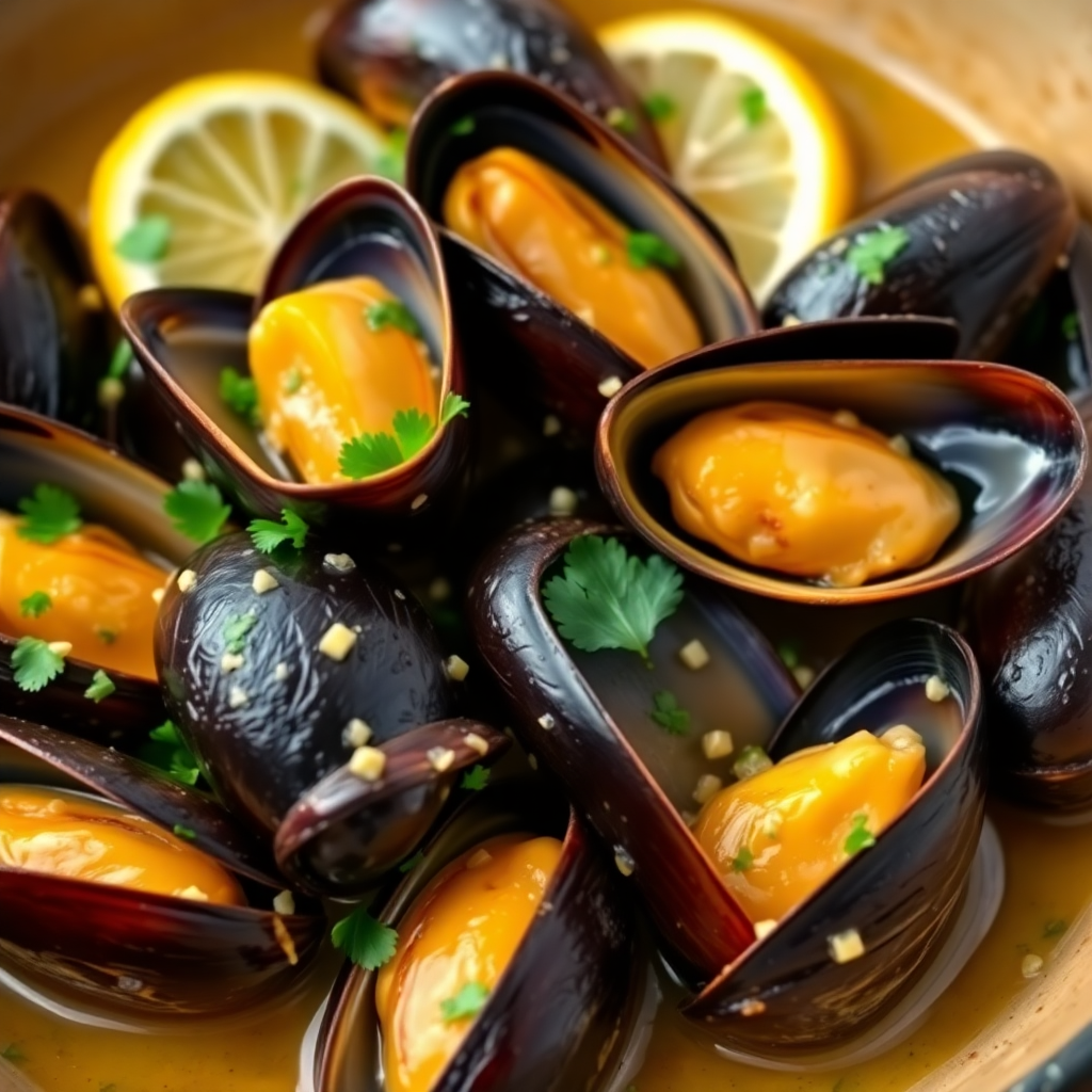 Garlic Butter Mussels with White Wine Recipe | cookAIfood