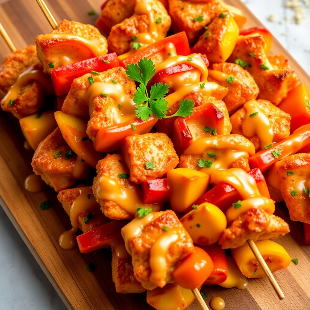 Cheesy Chicken Skewers Recipe | cookAIfood