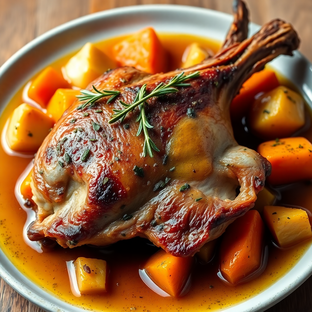 Herb-Roasted Rabbit with Garlic and Vegetables Recipe | cookAIfood